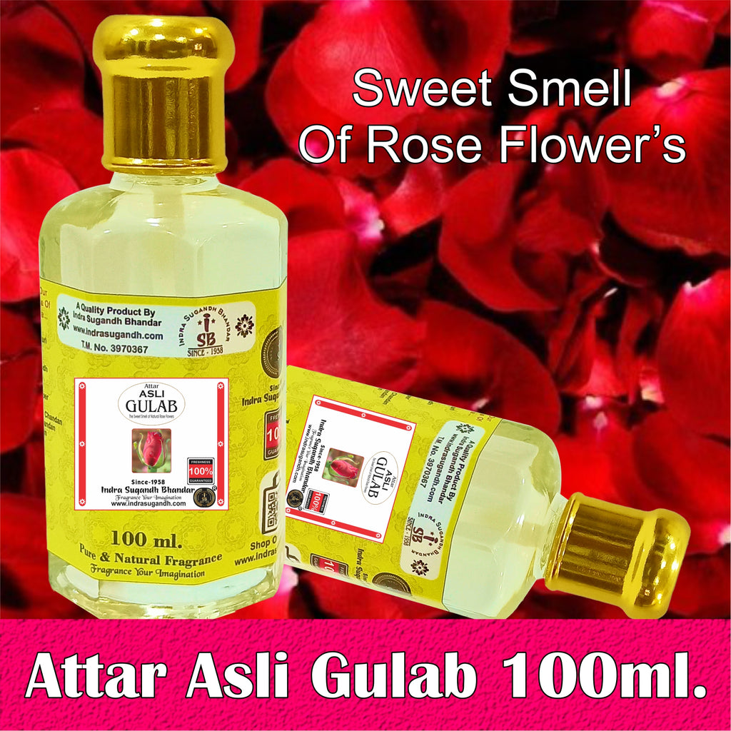 Asli Gulab|Rose 100ml With Rollon Pack – Indra Sugandh Bhandar